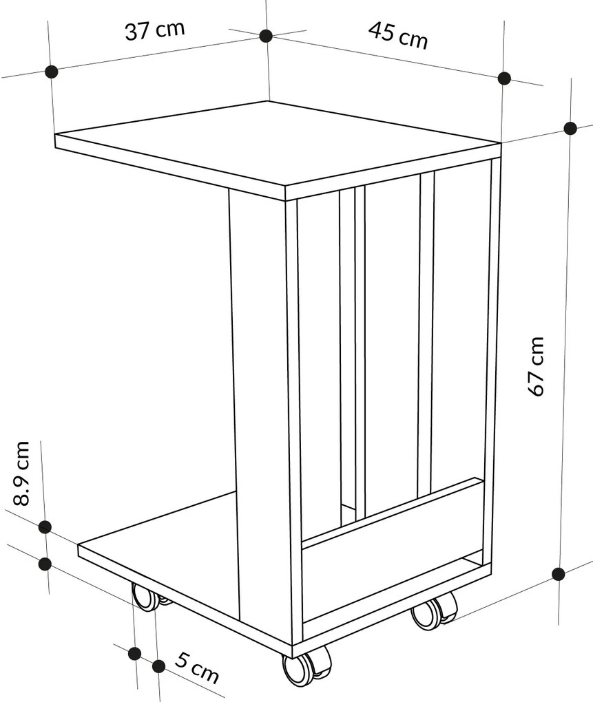 Odkládací stolek Houseland Edi antracitově šedý