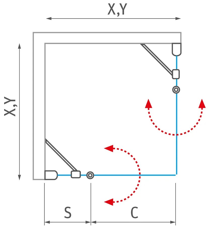 Roth Čtvercový nebo obdélníkový sprchový kout CI EPF+CI EPF, černý elox Varianta: rozměry: 100x100 cm, orientace: Uni - (CI EPF/1000+CI EPF/1000_cer), Barva profilů a typ výplně: profily: černá (elox), výplň: transparent