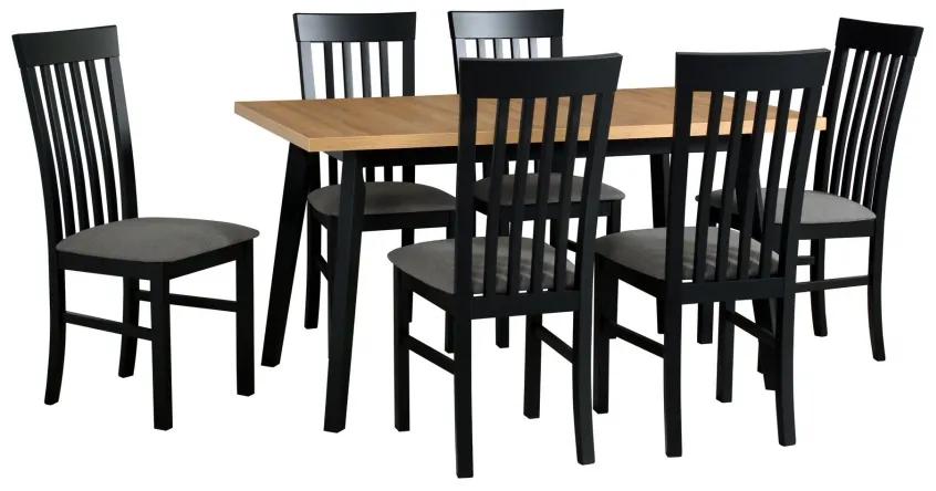 Jídelní stůl OSLO 5 deska stolu artisan, podstava stolu bílá, nohy stolu sonoma