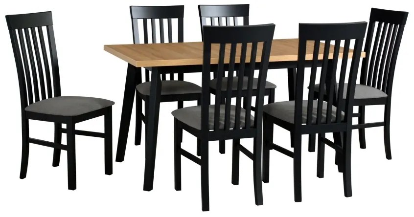 Jídelní stůl OSLO 5 deska stolu artisan, podstava stolu černá, nohy stolu grandson