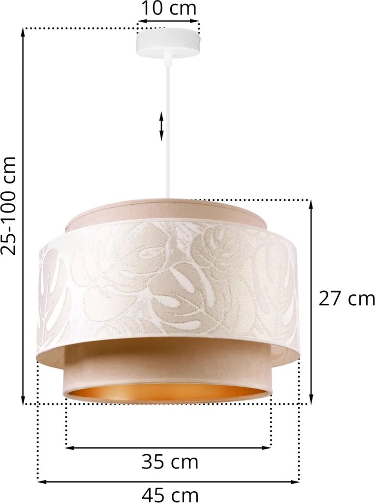 Závěsné svítidlo Werona duo 7, 1x krémové/béžové textilní stínítko se vzorem, w, g
