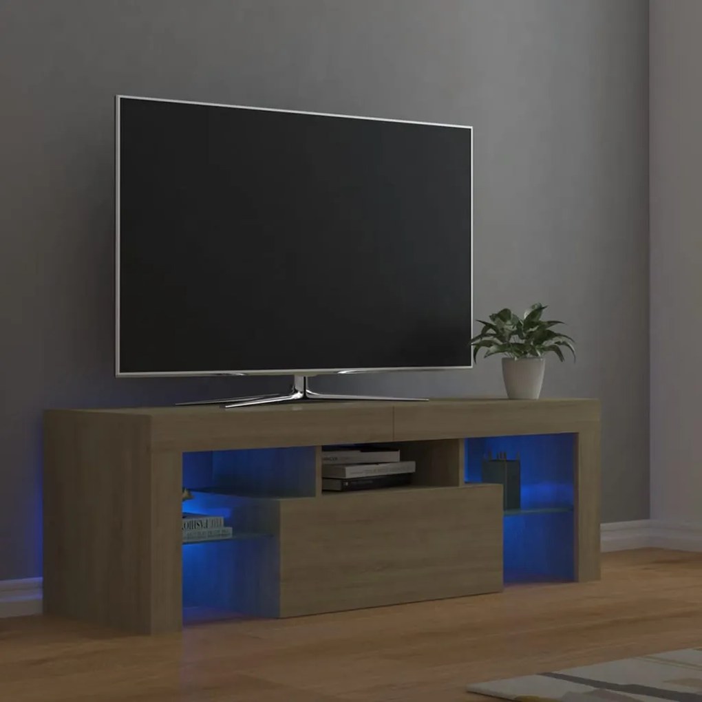 TV skříňka s LED osvětlením dub sonoma 120 x 35 x 40 cm