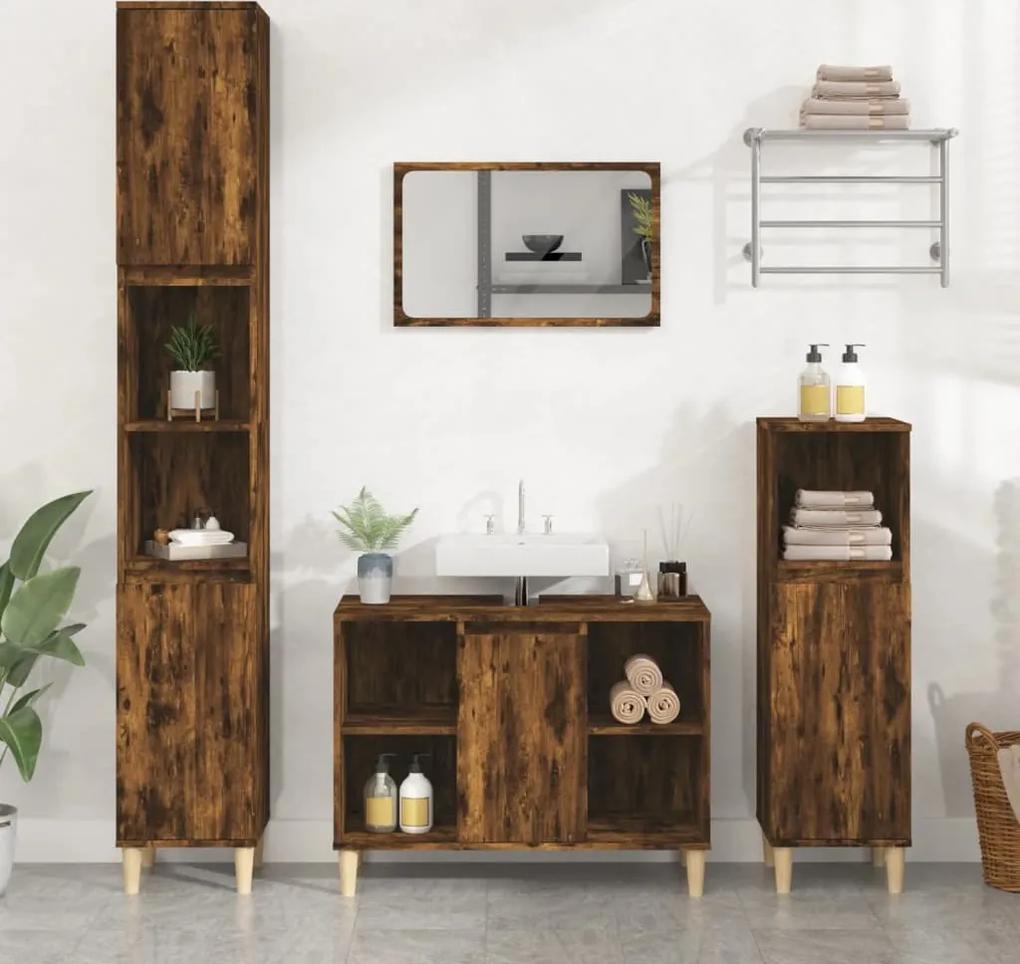 vidaXL 3dílný set koupelnového nábytku kompozitní dřevo [3185613] Barva: šedá sonoma