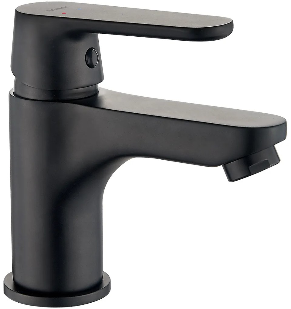 Kuchinox Dima, umyvadlová baterie včetně odtokové zátky ClickClack h-132, černá matná, LAV-BQD_722D
