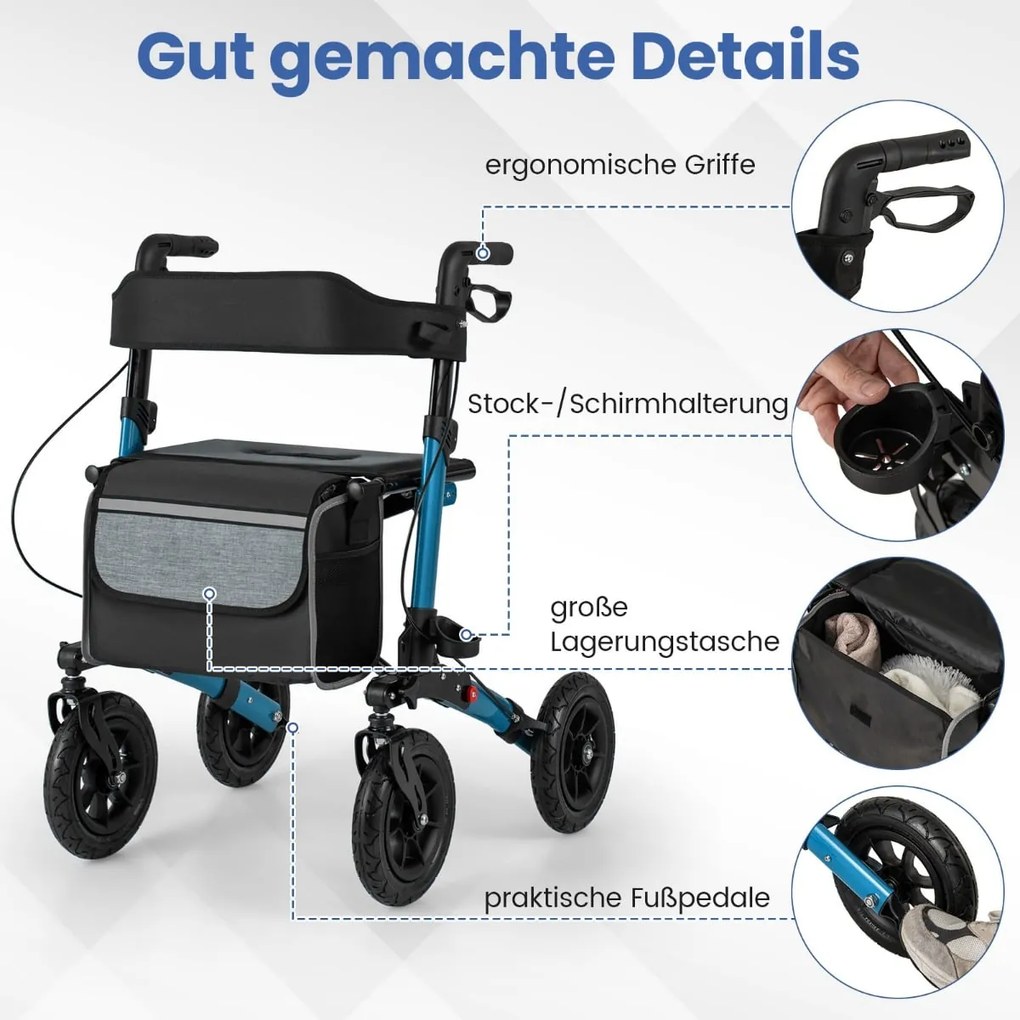 Costway Roller s pneumatikami, skládací a lehký s hliníkovým sedadlem do 140 kg