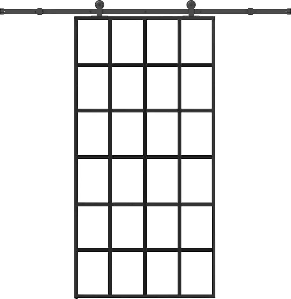 vidaXL Posuvné dveře s kováním 102x205 cm ESG sklo a hliník