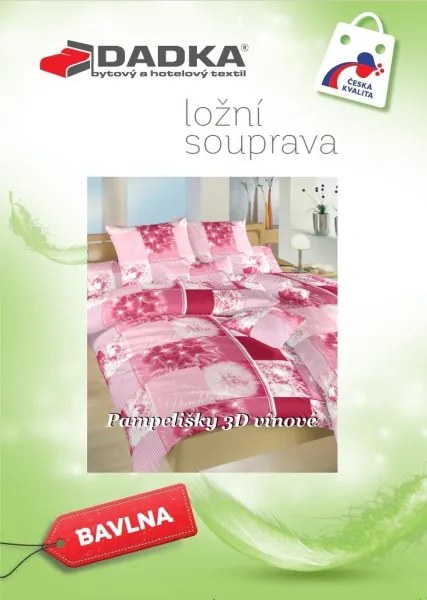DADKA Povlečení bavlna Pampelišky 3D vínové 140x200, 70x90 cm
