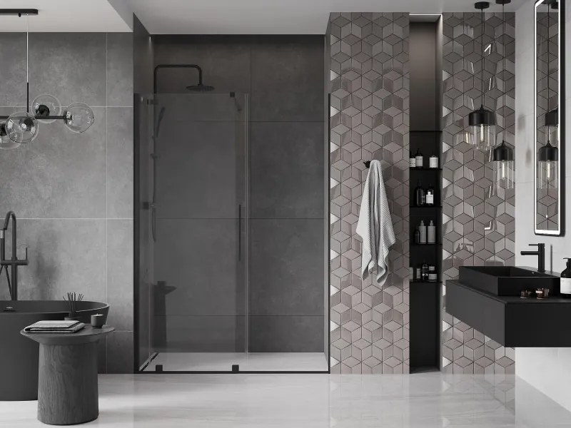 Mexen Velar posuvné sprchové dveře 140 cm, transparentní, černé - 871-140-000-01-70