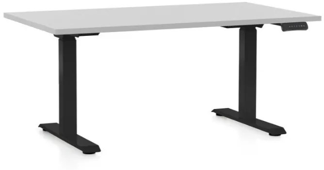 Výškově nastavitelný stůl OfficeTech C, 140 x 80 cm - černá podnož Barva: Buk