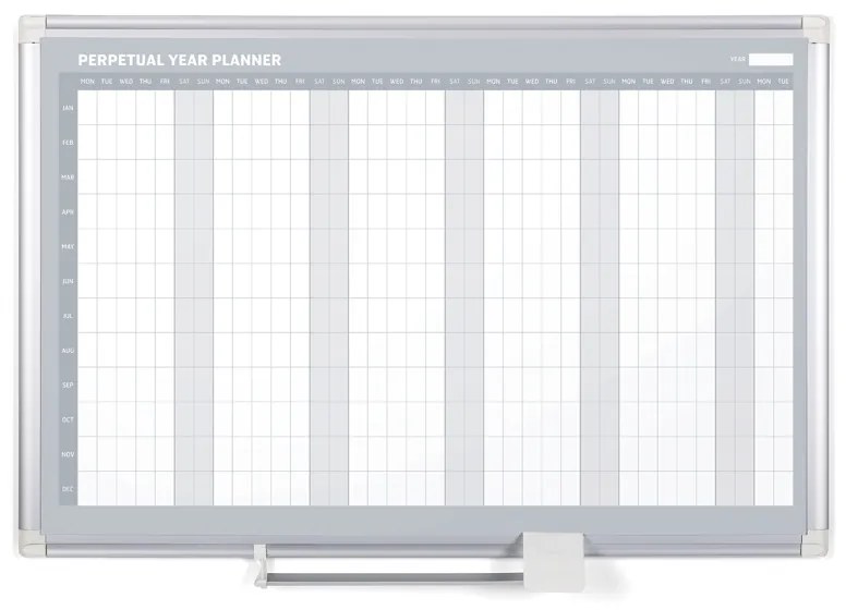 Roční plánovací tabule na zeď LUX, magnetická, dny, 900 x 600 mm