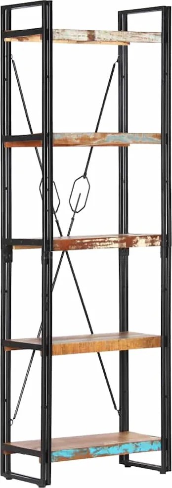 Knihovna s 5 policemi 60x30x180 cm masivní recyklované dřevo 286585