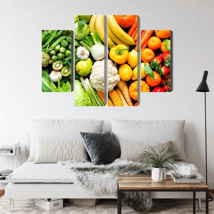 Vícedílný obraz Ovoce A Zelenina V Barvách Duhy Nedostatek Nedostatek Plátno Canvas 120x90