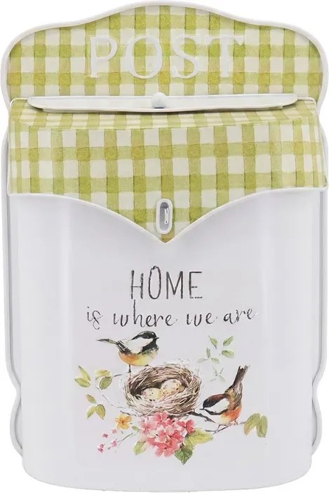 Bílá antik poštovní schránka s ptáčky Home - 24*10*35 cm