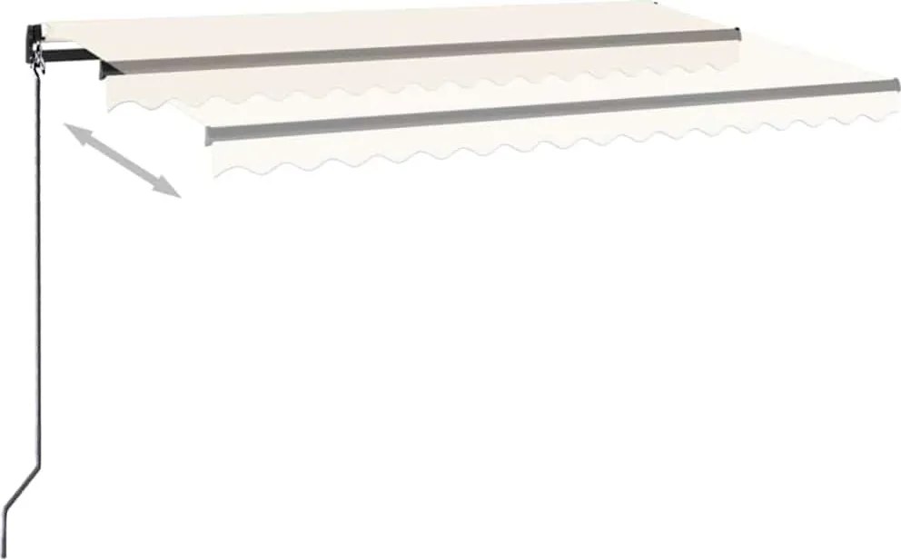 Ručně zatahovací markýza s LED světlem 450 x 350 cm krémová 3069202