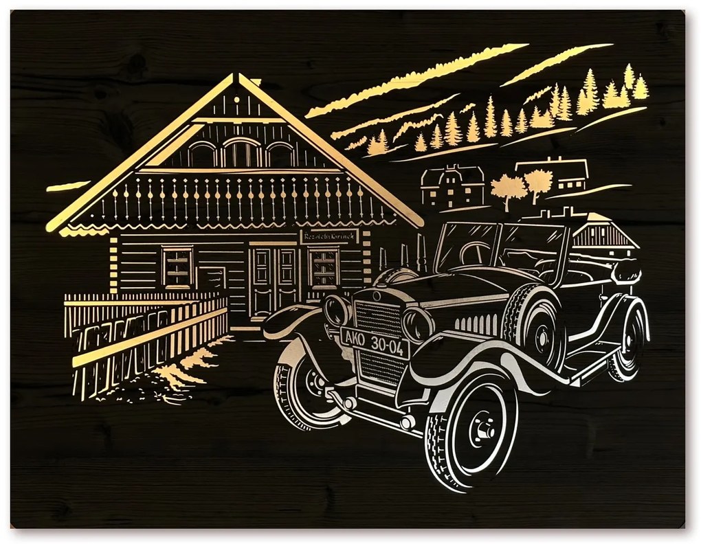 Li-Go "Veterán" světelný obraz 230V 90x60cm provedení povrchu: bříza