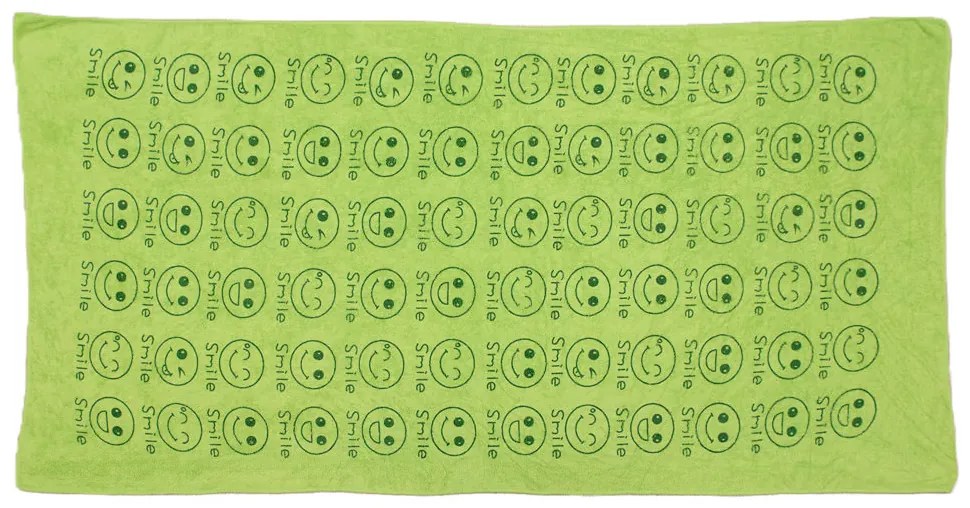 Rychleschnoucí osuška SMAJLÍK 70 x 140 cm zelená, 100% mikrovlákno
