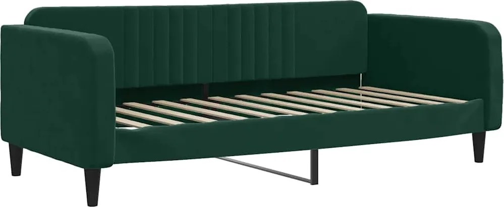 Válenda s přistýlkou a matracemi tmavě zelená 100x200 cm samet 3197096
