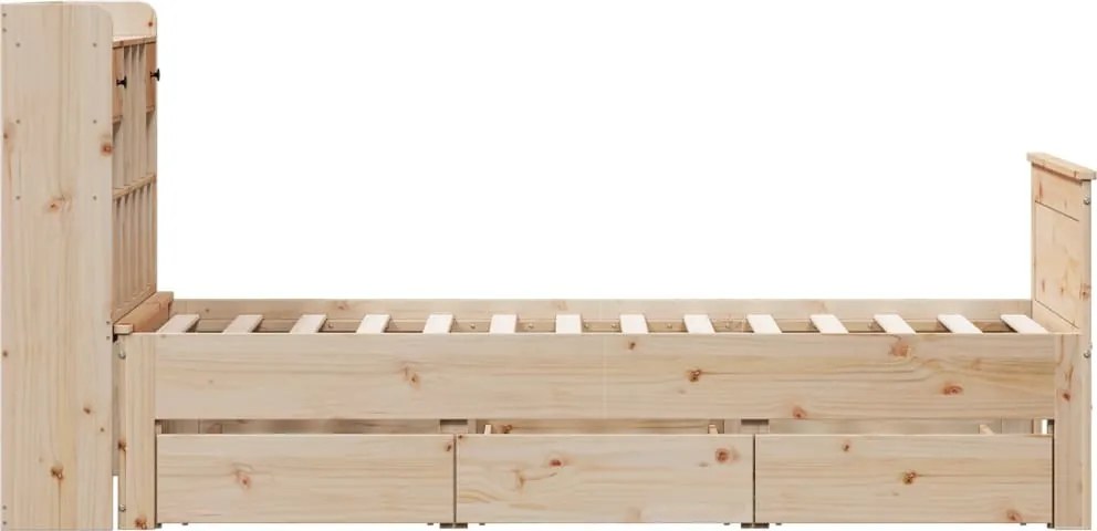 Postel s knihovnou bez matrace 90 x 200 cm masivní borovice 3308930