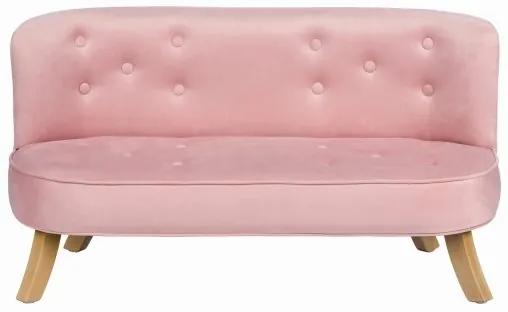 Dětská sametová sedačka růžová - Drevo, 25 cm