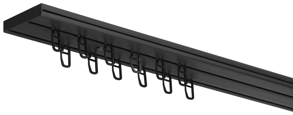 Dekodum Stropní kolejnice z PVC dvouřadá černá Délka: 150 cm, Typ přichycení: háčky