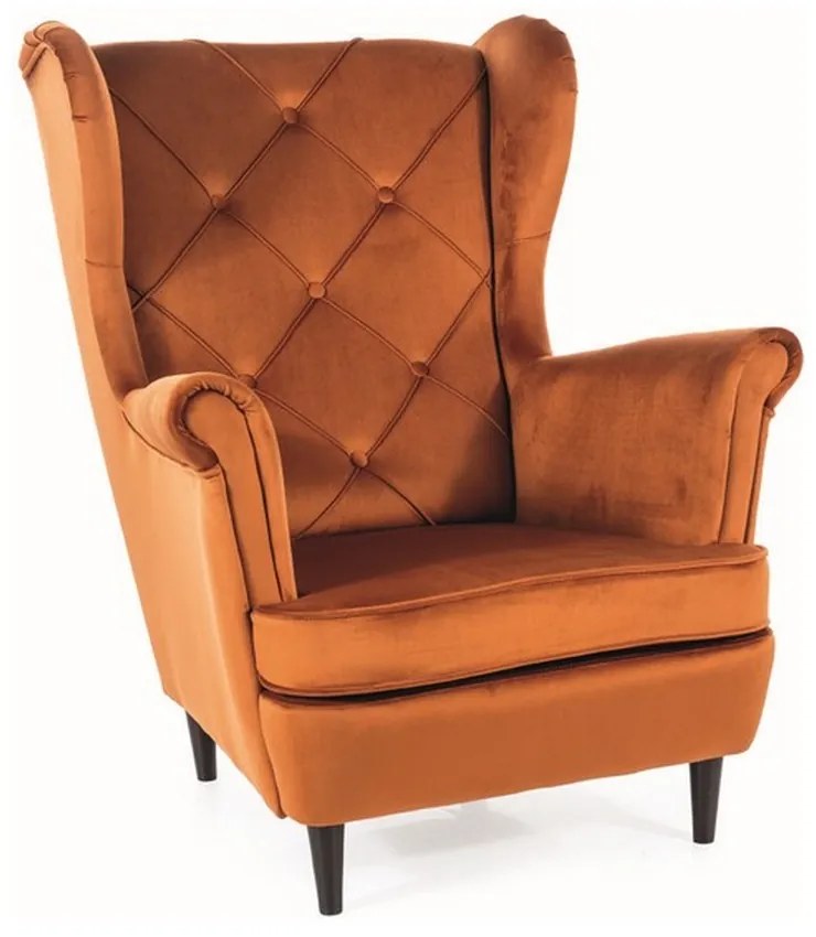 Křeslo Lady Velvet, oranžová / černá