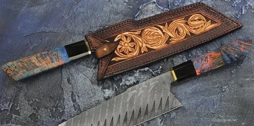 KnifeBoss kuchařský damaškový nůž Chef / Kiritsuke 8" (200 mm) Chameleon