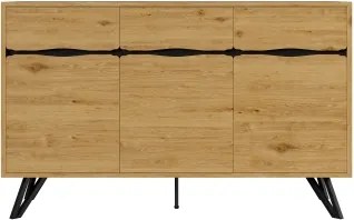 Aosom Moderní komody 140 cm s kovovými nohami a hodně úložného prostoru do obývacího pokoje, přírodní barva