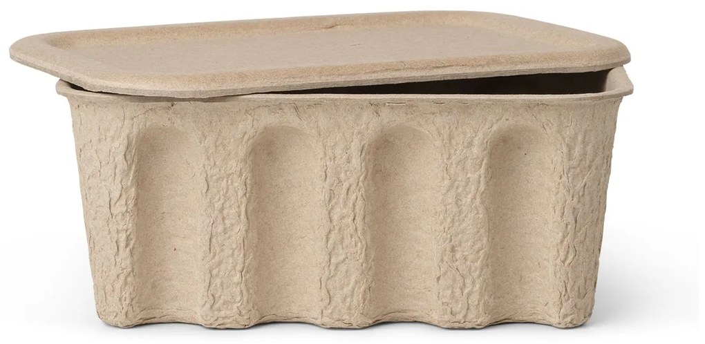 Ferm Living Úložný box Paper Pulp 28 x 12,5 cm sada 2 ks hnědá - Ferm Living Úložný box s víkem Paper Pulp Small – set 2 ks, přírodní barva, papír