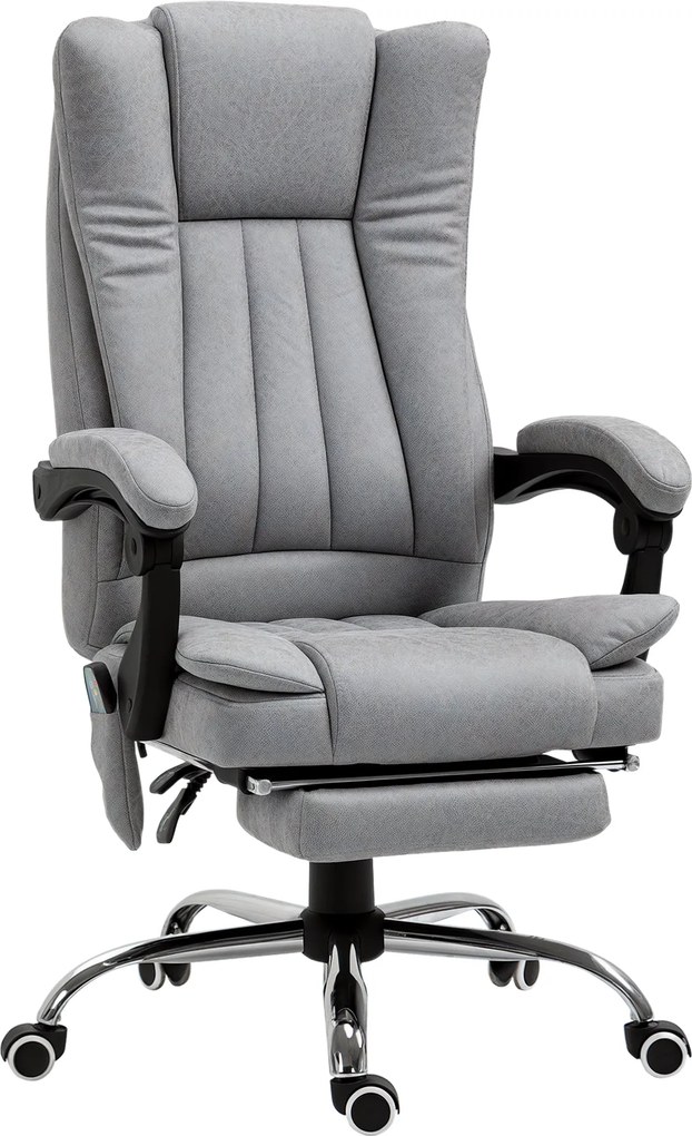 Kancelářská židle Vinsetto s masážní funkcí, ergonomická pracovní židle s vyhřívací funkcí, sklápěcí provedení, výškově nastavitelná otáčecí židle s o