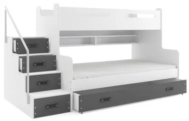 Patrová postel MAX 3 s úložným prostorem včetně matrací (Šedá)