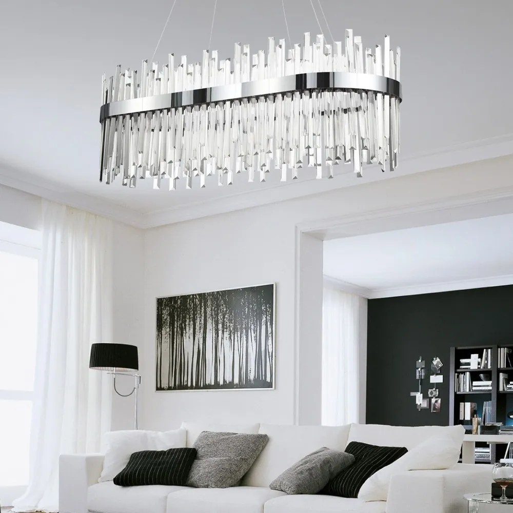 Závěsný LED křišťálový lustr APP1514-CP80 stříbrný/neutrální bílá