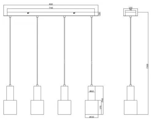 Trio - Lustr na lanku WAILER 4xGU10/5W/230V šedá