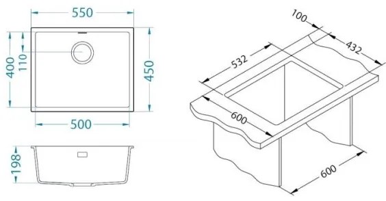 ALVEUS 1150051 - Kuchyňský dřez OMNI 55x45 cm granit/bílá