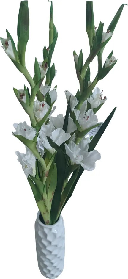 Umělá květina Gladiola / Mečík 96 cm, bílá UNI1001