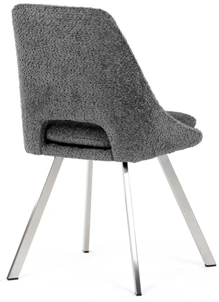 Autronic Elegantní šedá jídelní židle RINA s broušenými kovovými nohami (vzorek z prodejny)