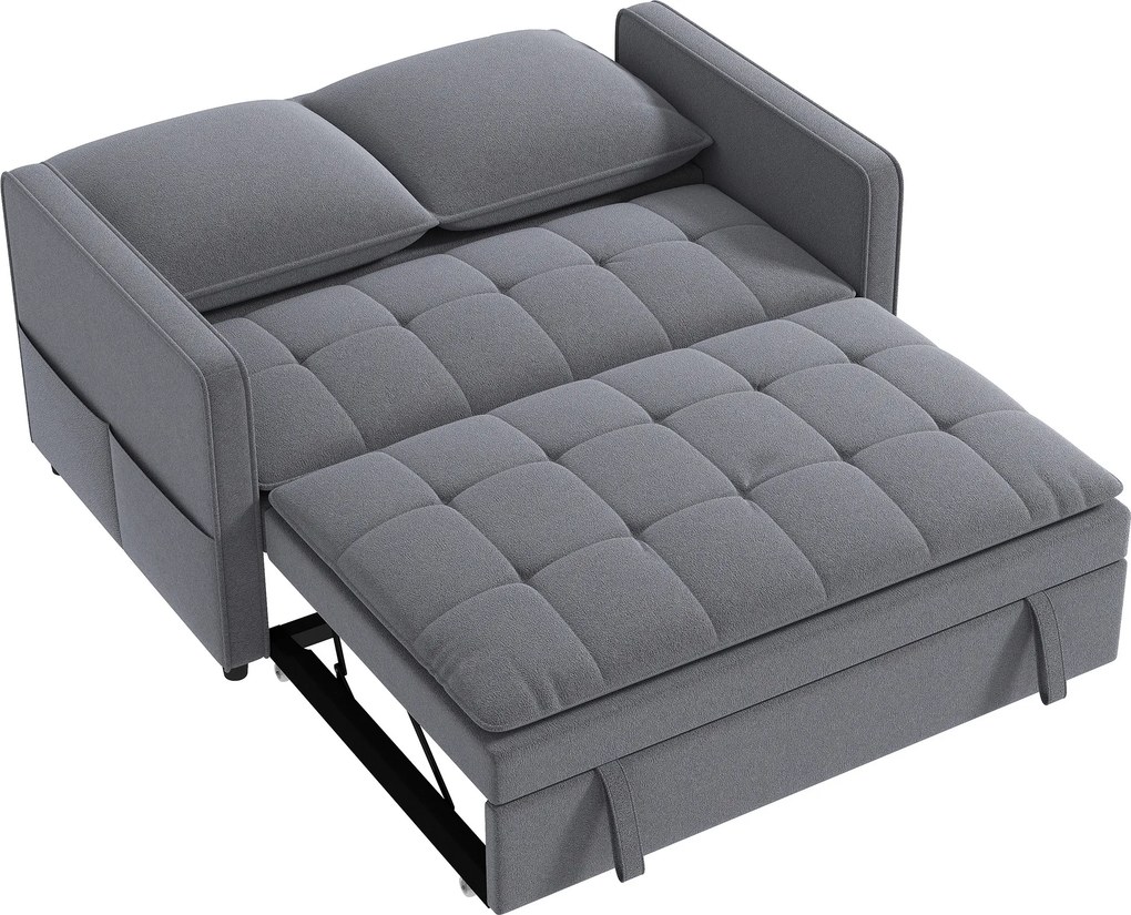HOMCOM rozkládací pohovka pro 2 osoby 130 cm, tmavě šedá
