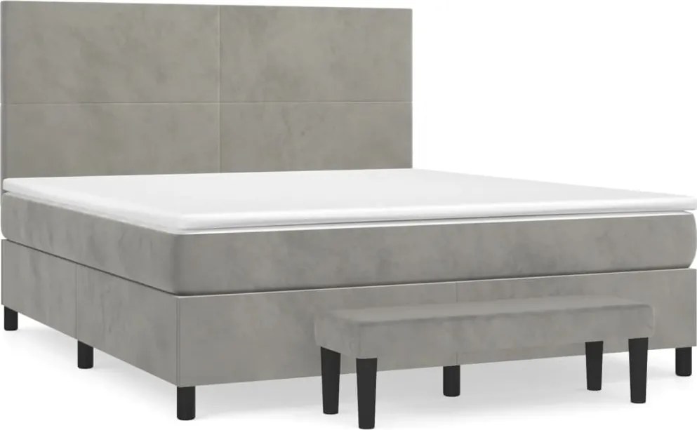 Box spring postel s matrací světle šedá 180x200 cm samet 3137737