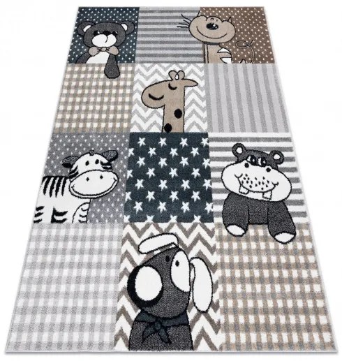 Dywany Łuszczów, Dětský kusový koberec Fun Pets grey, 140x190, šedá, dětský pokoj