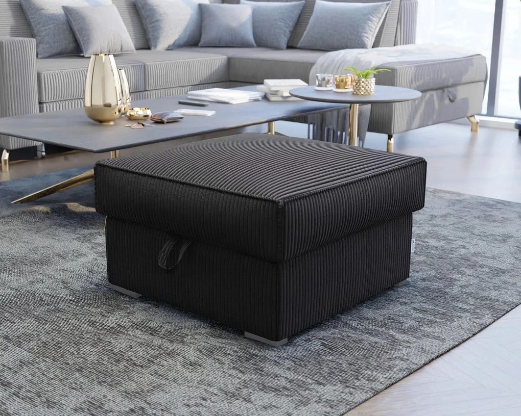 Taburet SMART COSARO XL s úložným prostorem 71x71 cm, černý