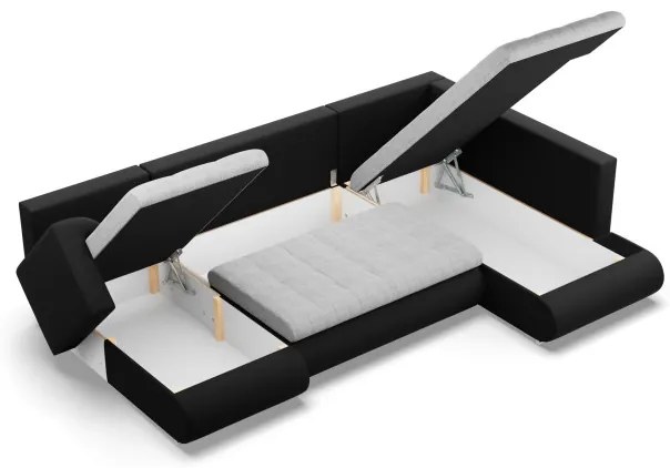 Sedací souprava FORESTA ve tvaru U, pravá šedá / černá