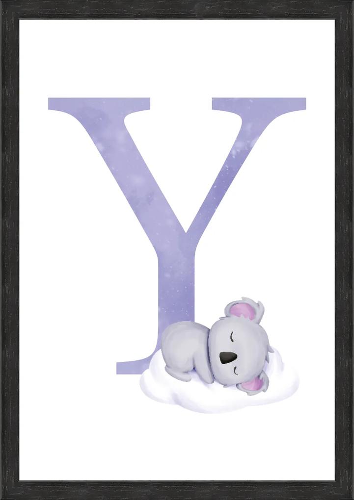 Abeceda písmena s koalou - Obraz, Plakát Velikost: A3 - 29,7x42 cm, Volba rámu: s bílým rámem, Písmeno: R