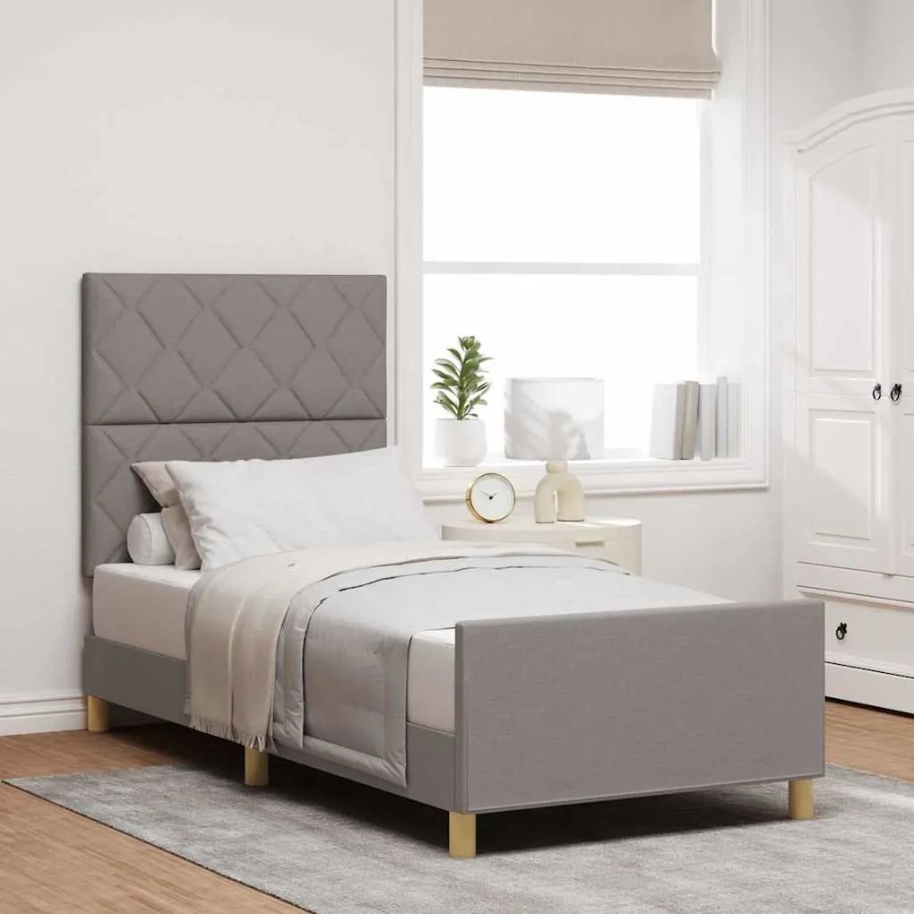 Rám postele s čelo Taupe 100 x 200 cm textil 3344785