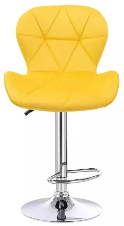 LuxuryForm DESIGN Barová židle LIVIO VELUR na stříbrné kulaté podstavě - žlutá