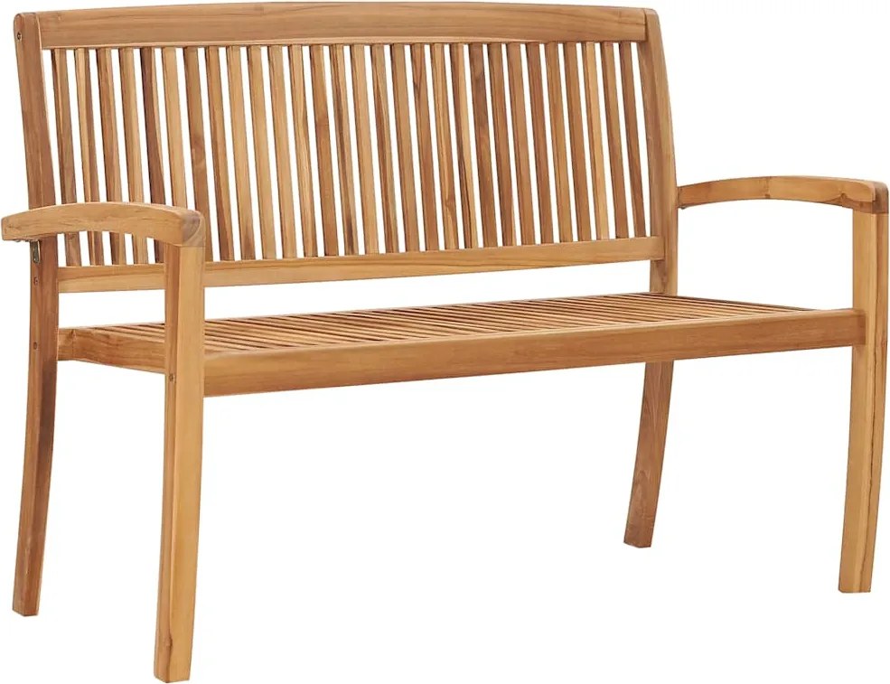 Stohovatelná zahradní lavice s poduškou 128,5 cm masivní teak 3063290