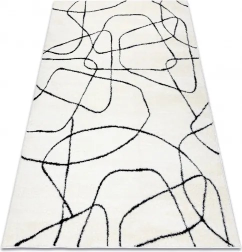 Dywany Łuszczów, Kusový koberec Mode 8522 abstract cream/black, 180x270, bílá, chodba / předsíň