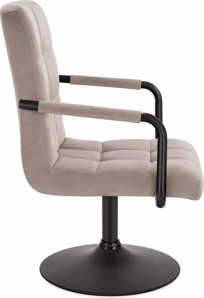 LuxuryForm DESIGN Otočná židle VERONA BLACK VELUR na černém talíři - latte