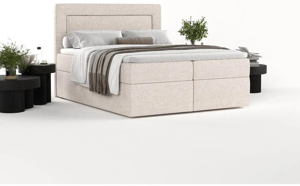 Béžová boxspring postel s úložným prostorem 140x200 cm Imagine – Maison de Rêve