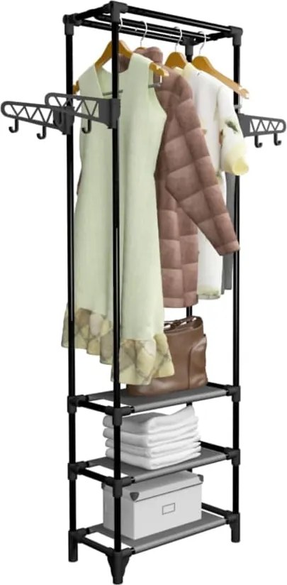 Stojan na oblečení ocel a netkaná textilie 55x28,5x175 cm černý 245742