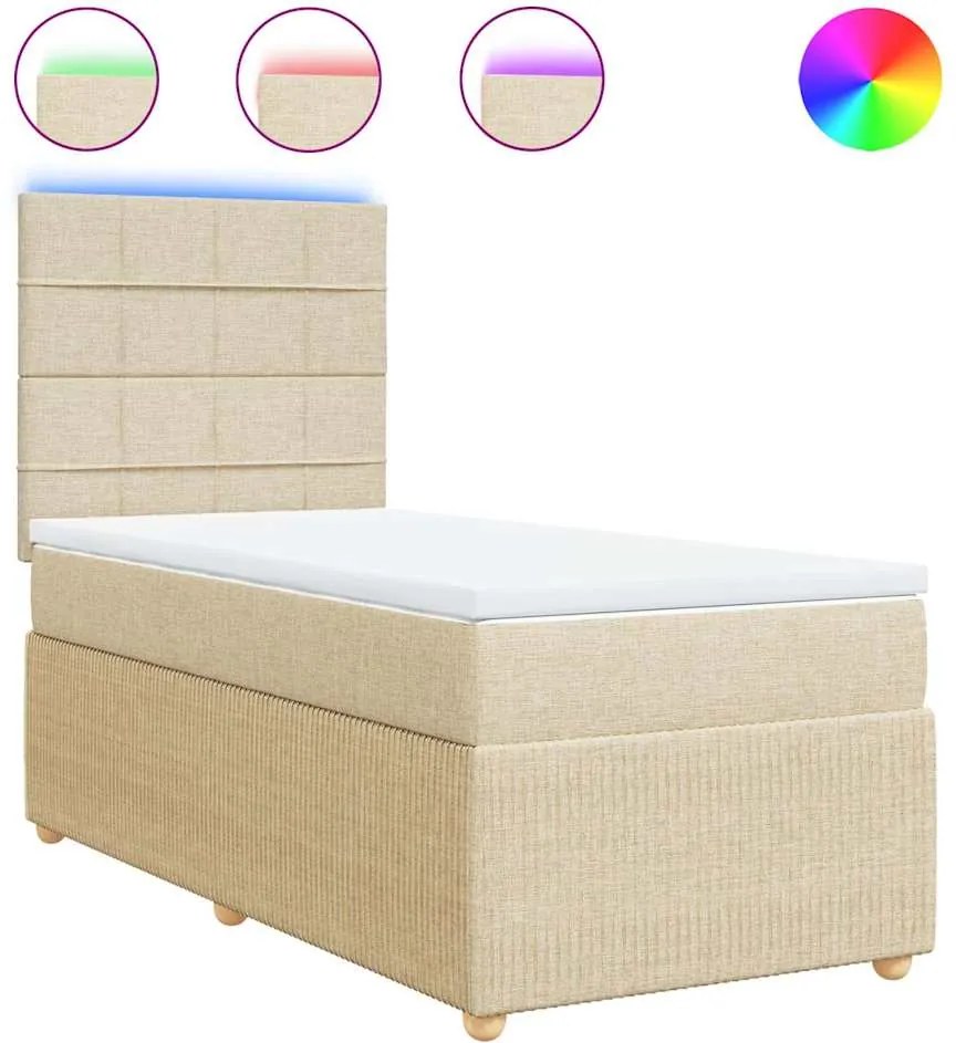 Box spring postel s matrací krémová 100 x 200 cm textil 3294272