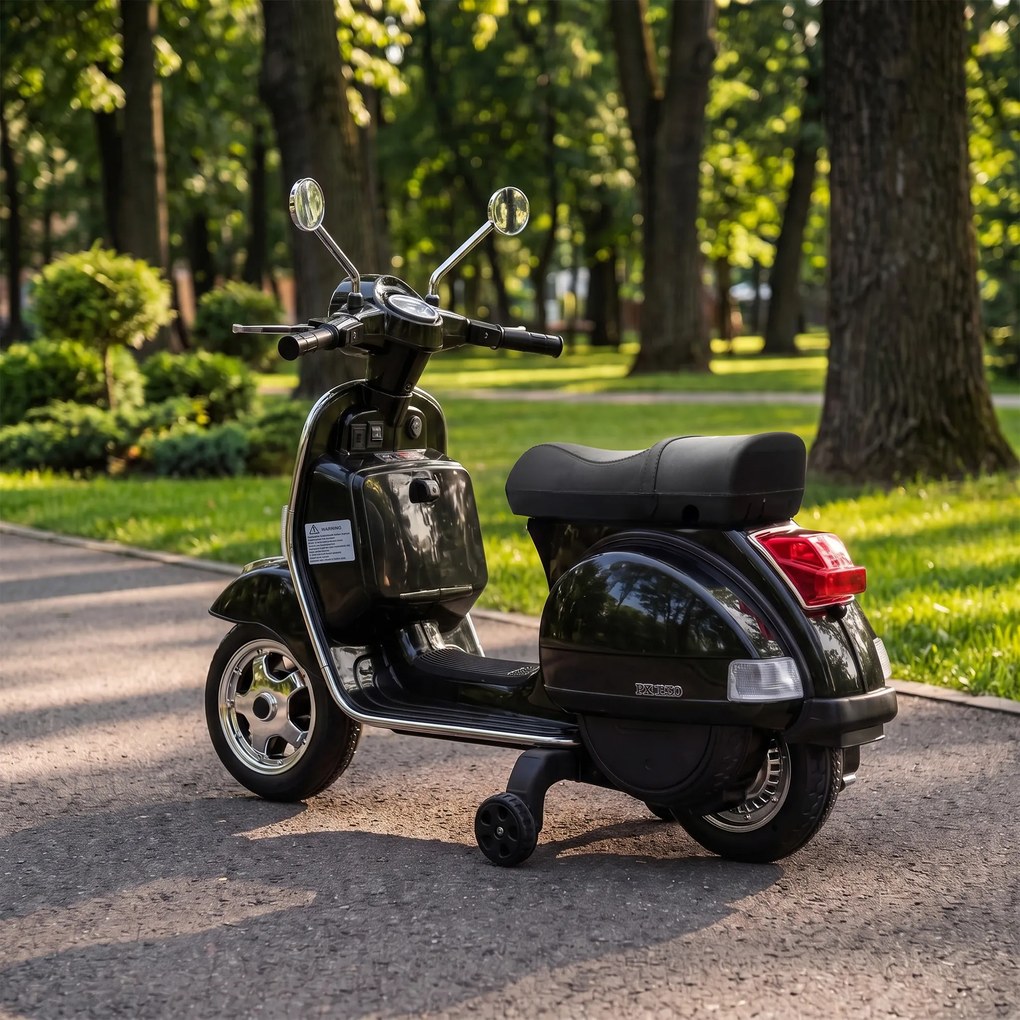 AIYAPLAY dětská elektrická Vespa PX150, Li-ion baterie, černá